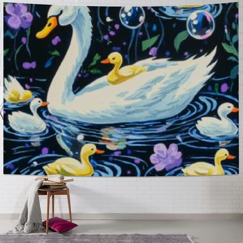 BCIIG Swan Ducks Bubbles Tapestry Wall Hanging Unique Style for Home ...