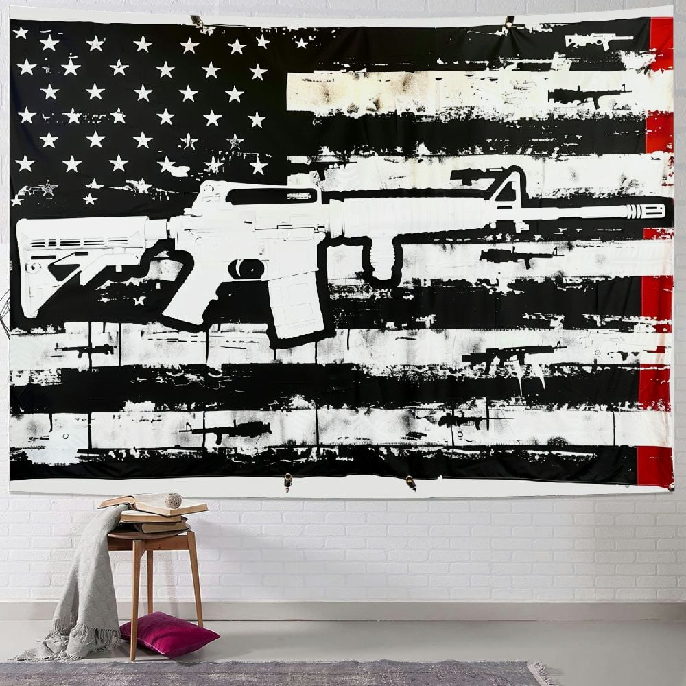 BCIIG Tapestry Kids Machine Gun Tapestry Aesthetic,Black and White ...