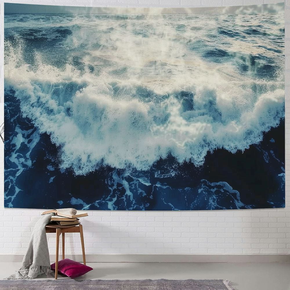 BCIIG Tapestry Wall Hanging Blue Ocean Wave Tapestry Nature Sea ...