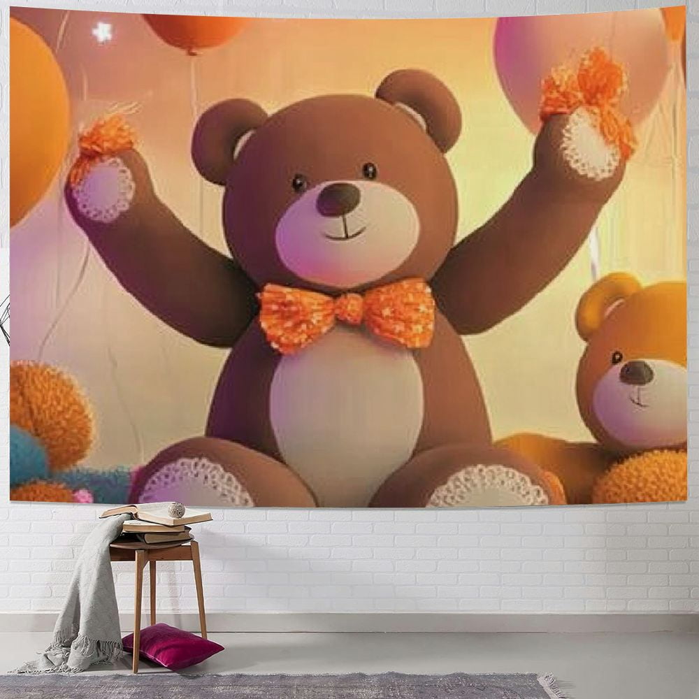 BCIIG Teddy Bears Balloons Tapestry Wall Hanging Unique Style Home Wall ...