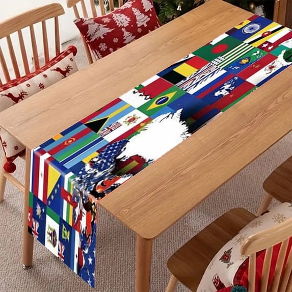 BCIIG The World Woven with Flags Table Runner, Colorful Soft, Durable ...