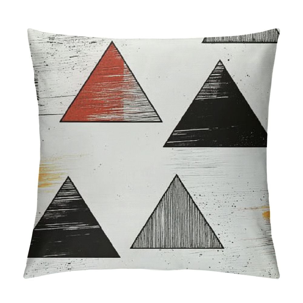 BCIIG Throw Pillow Cover Blue Drawn Triangles Pattern Abstract and Gray ...