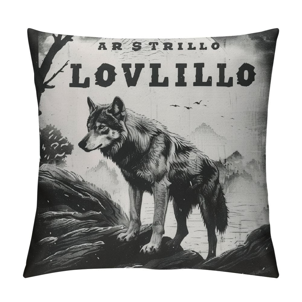 BCIIG Throw Pillow Cover ，Howling Wolf Square Throw Pillow Cases ...