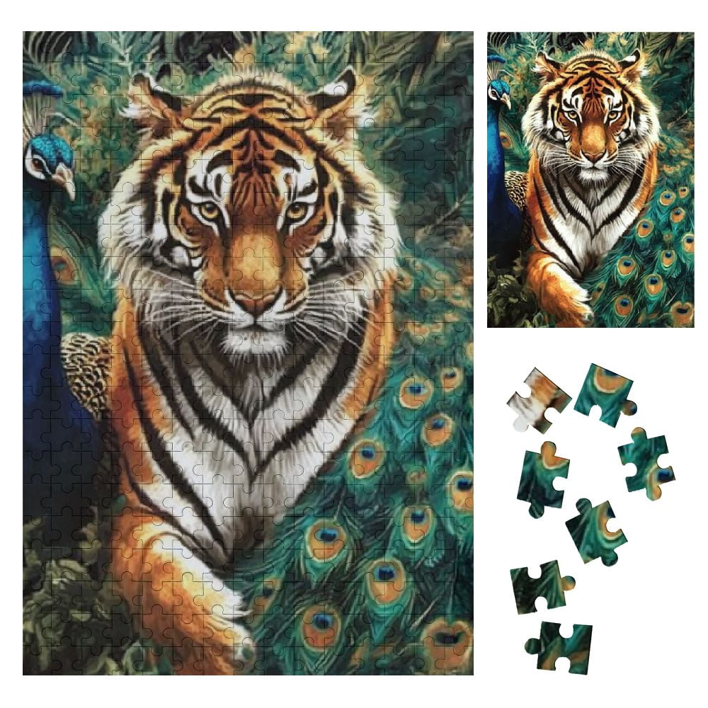 BCIIG Tiger Peacock Digital Painting Wooden Jigsaw Puzzle Vertical ...