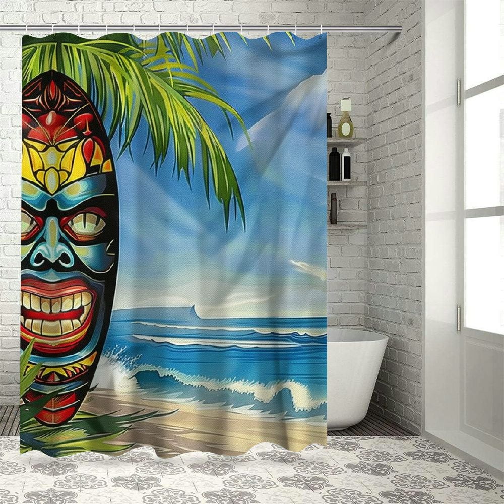BCIIG Tiki Mask Surfboard Beach Bathroom Decor Set with Hooks, Colorful ...