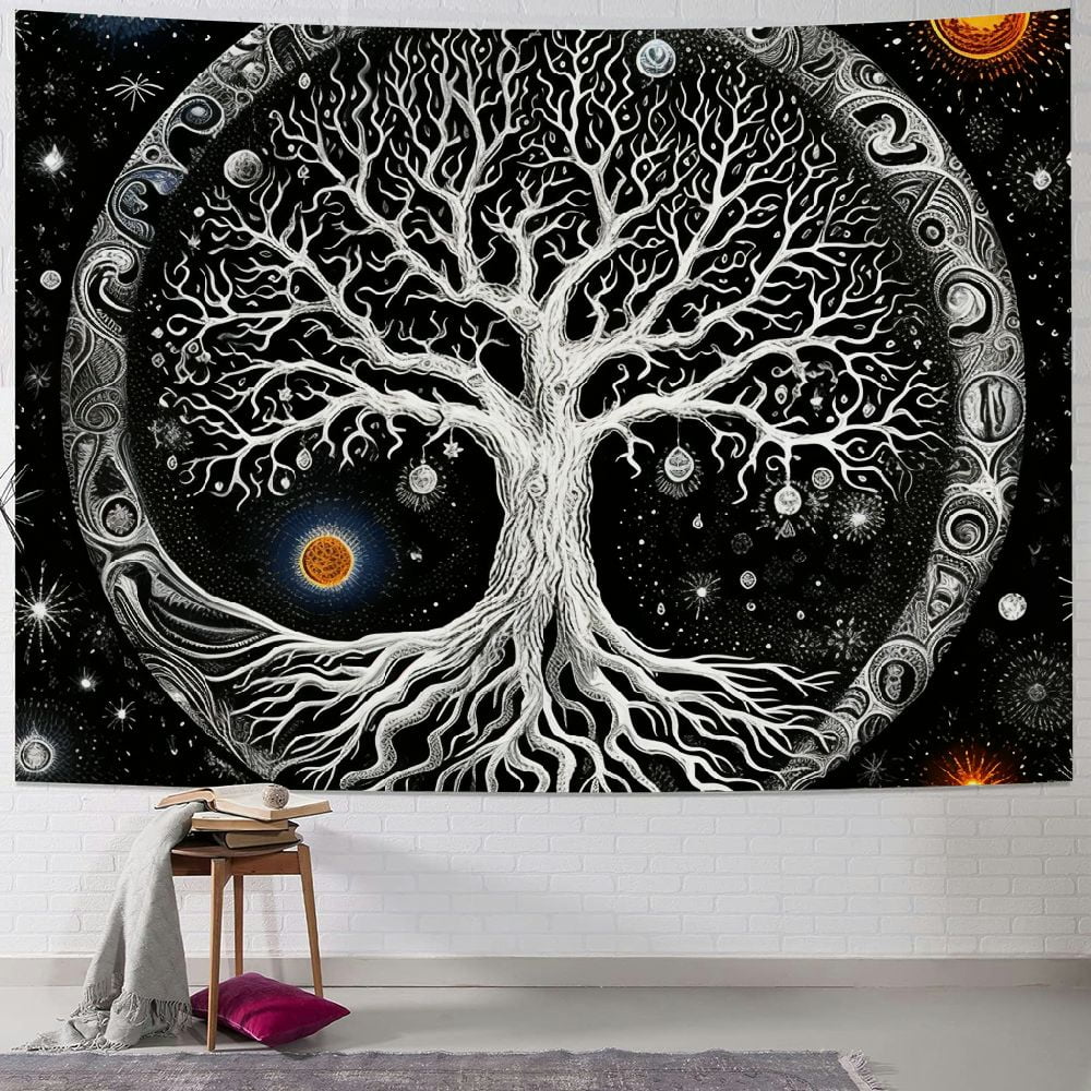BCIIG Tree of Life Tapestry Wall Hanging Black and White Wishing Tree ...
