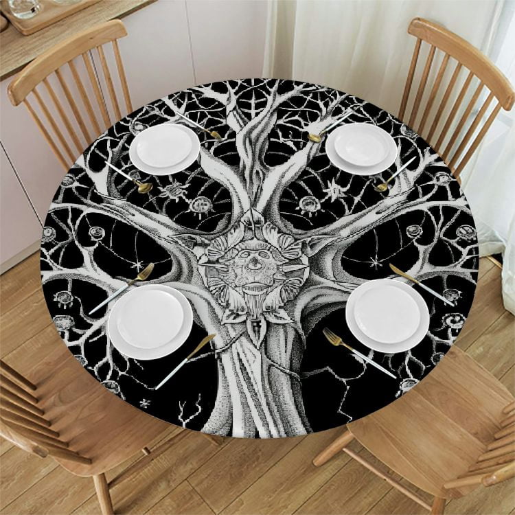 BCIIG Tree of Life Round Tablecloth Stain Resistant and Washable for ...