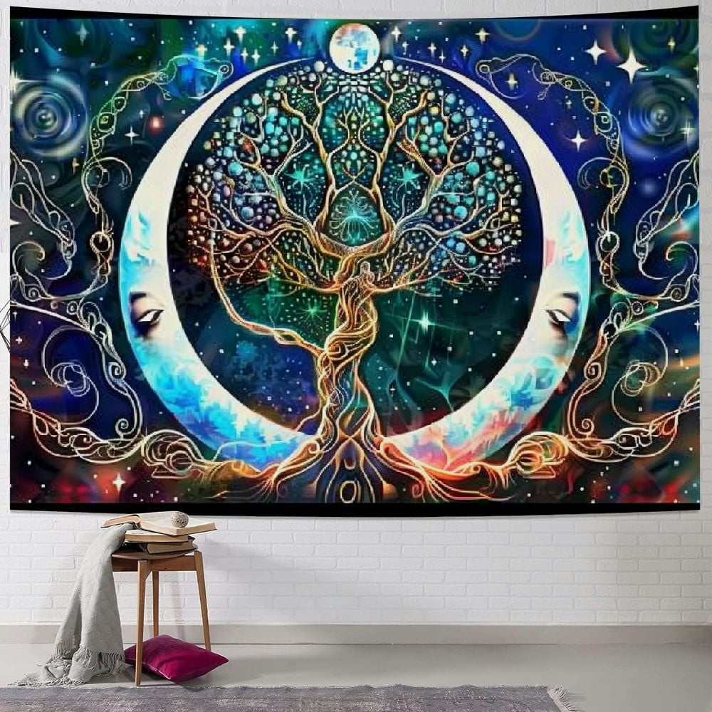 BCIIG Tree of Life Tapestry Hippy Sun and Moon Tapestry Flower Vines ...