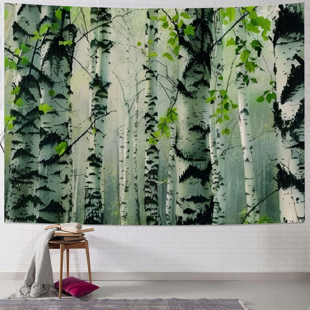 BCIIG Trees Bench Forest Tapestry Wall Hanging Unique Style Art ...
