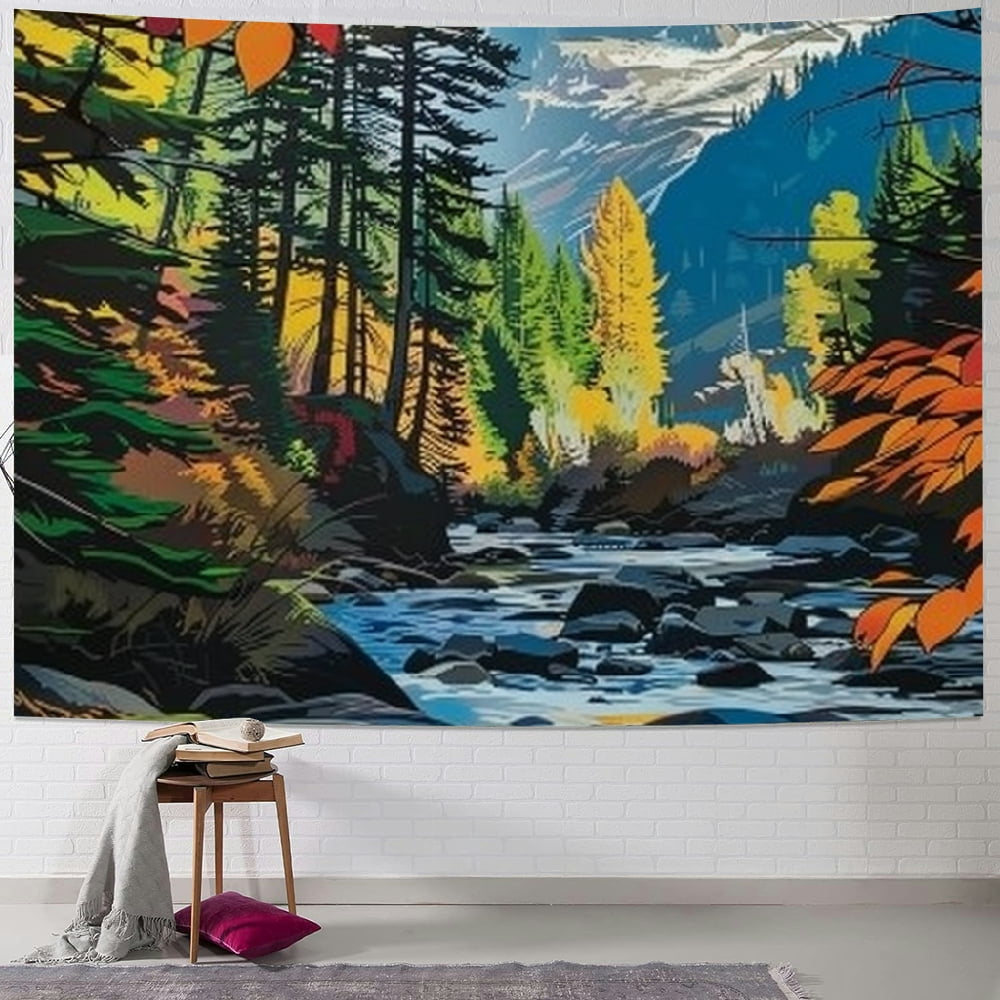 BCIIG Trees Mountain Tapestry Wall Hanging Unique Style Graphic ...