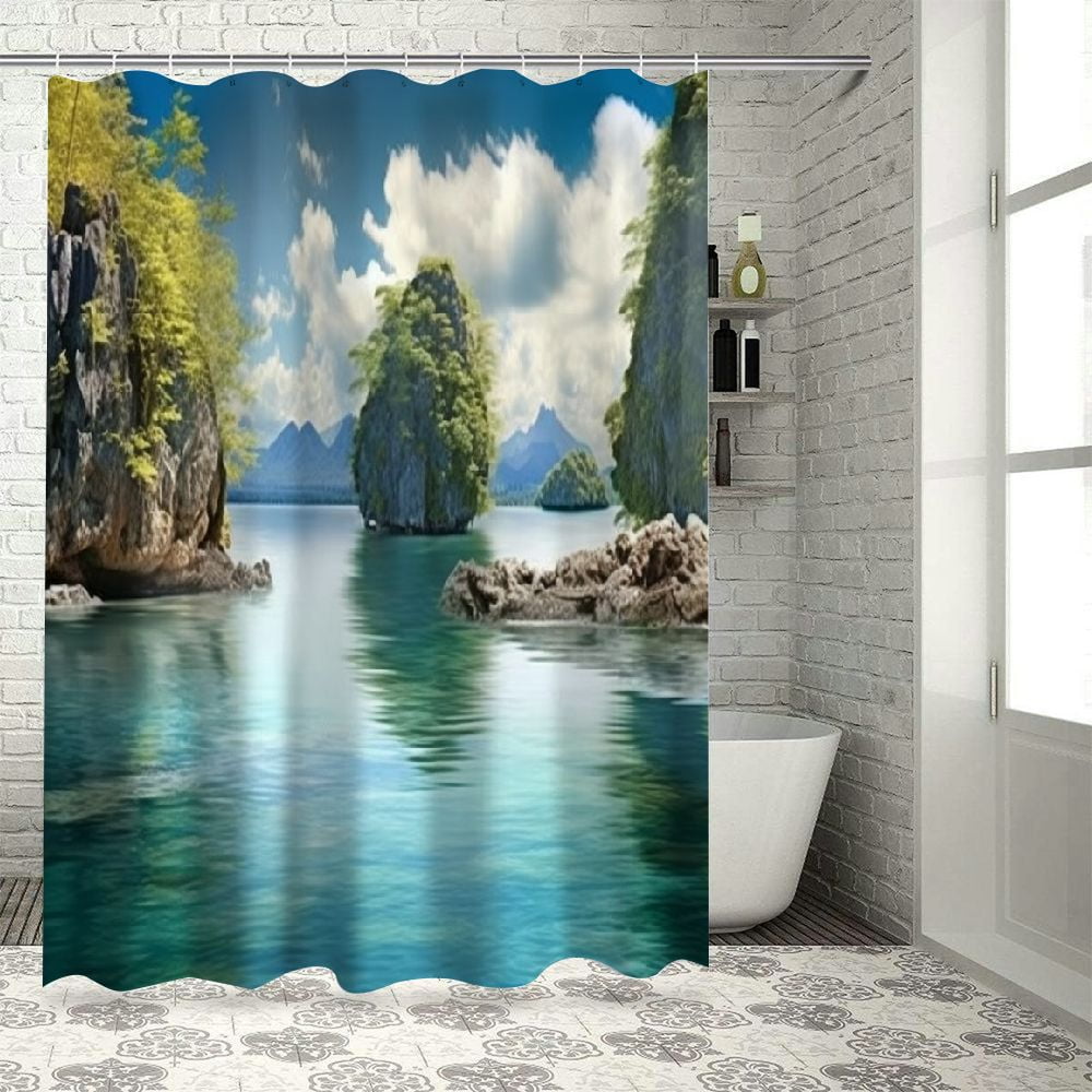 BCIIG Trees Rocks Water Bathroom Decor Set with Hooks, Colorful ...