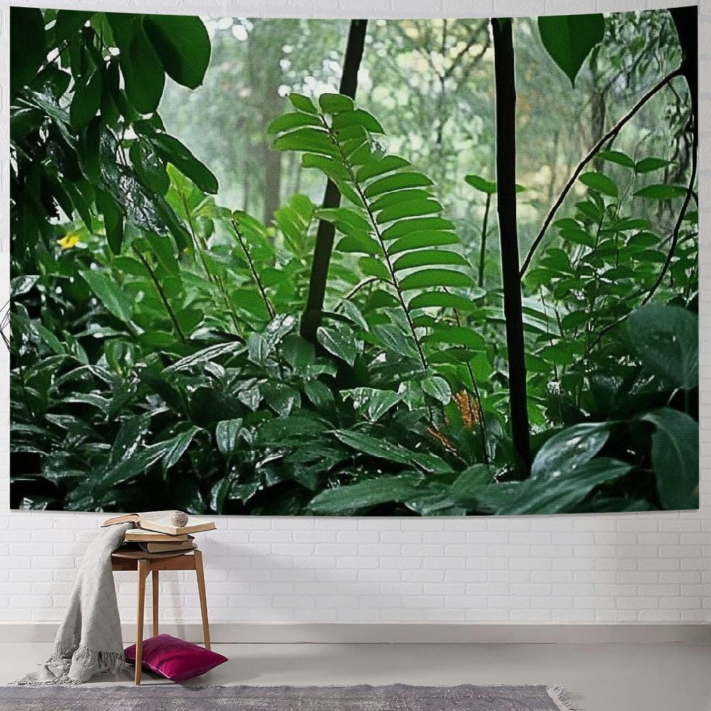 BCIIG Tropical Green Plant Tapestry Wall Hanging, Palm Tree Leaves ...