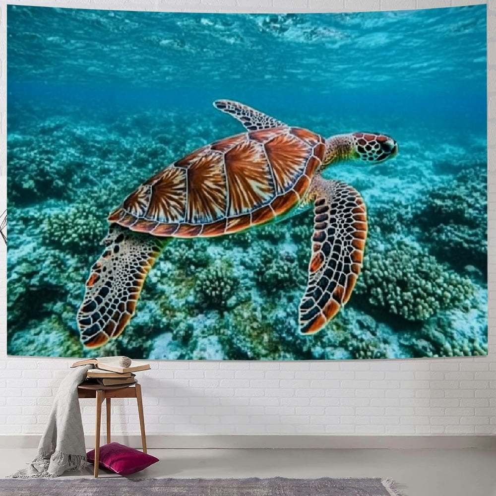 BCIIG Turtle Coral Reef Ocean Tapestry Wall Hanging Unique Style ...