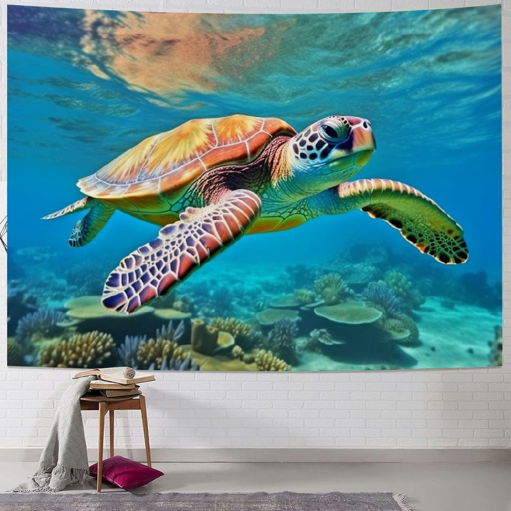 BCIIG Turtle Coral Reef Ocean Water Tapestry Wall Hanging Unique Style ...