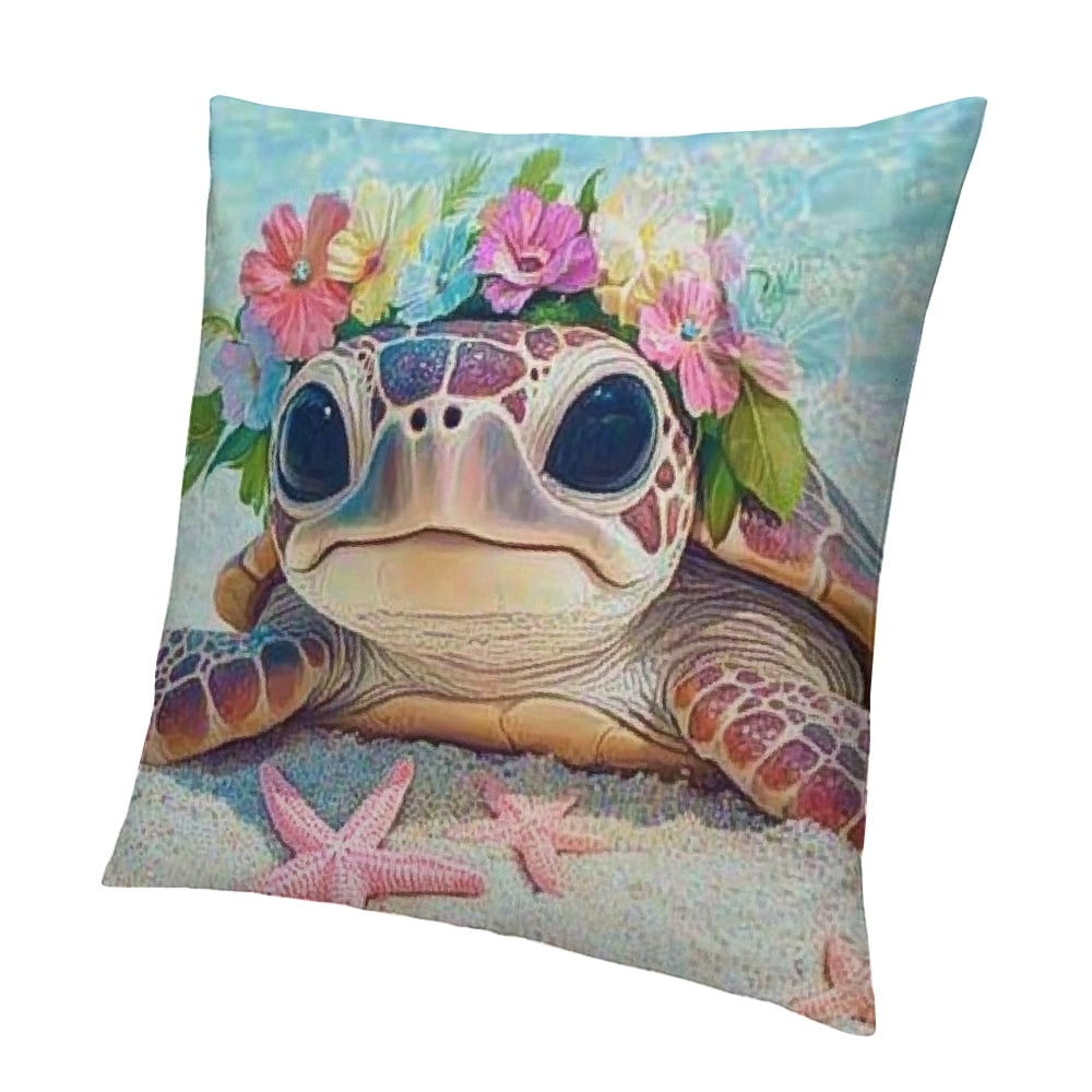 BCIIG Turtle Flower Crown Starfish Pillow Covers High-Quality Plush ...