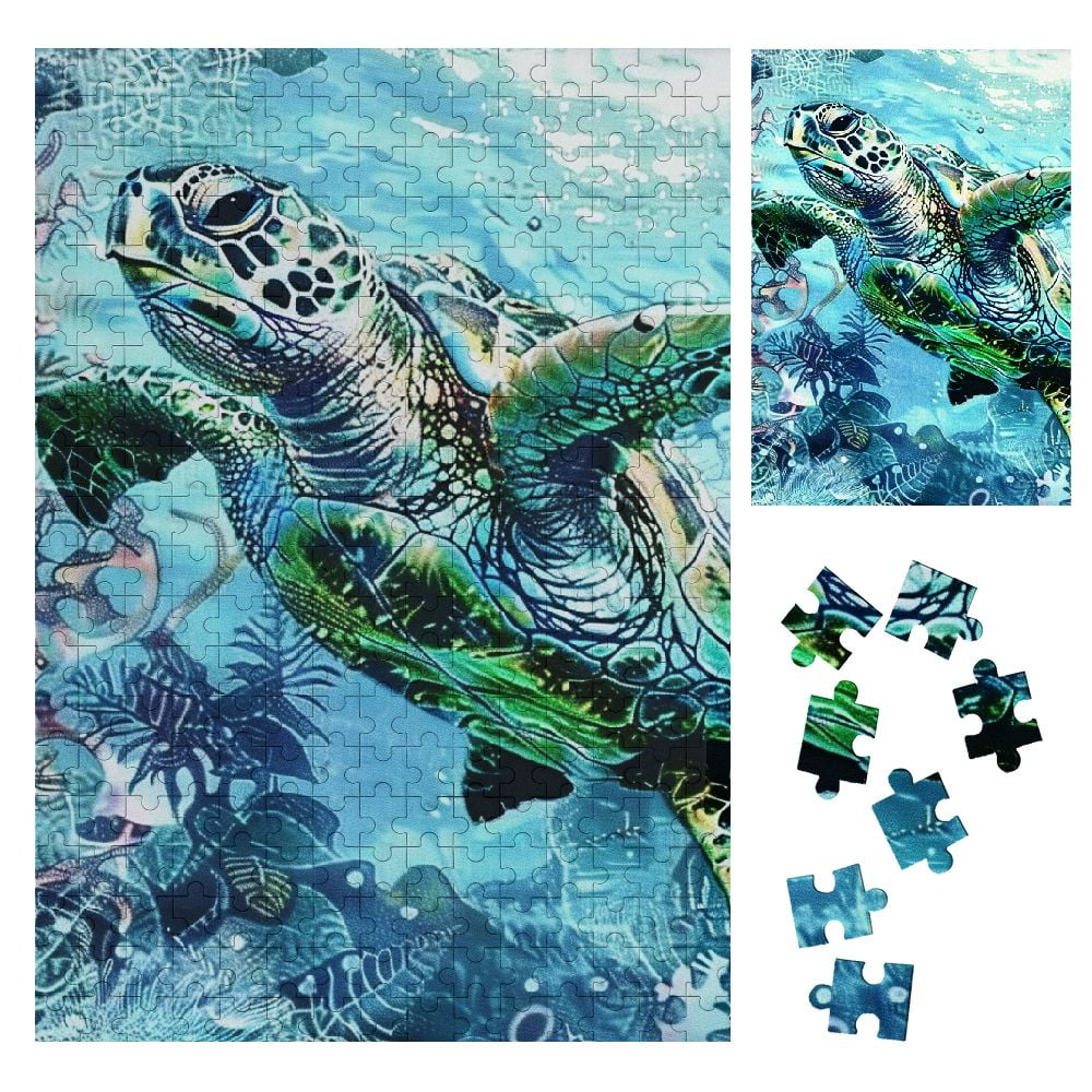 BCIIG Turtle Seaweed Ocean Wooden Puzzle Vertical Style Adults Kids ...