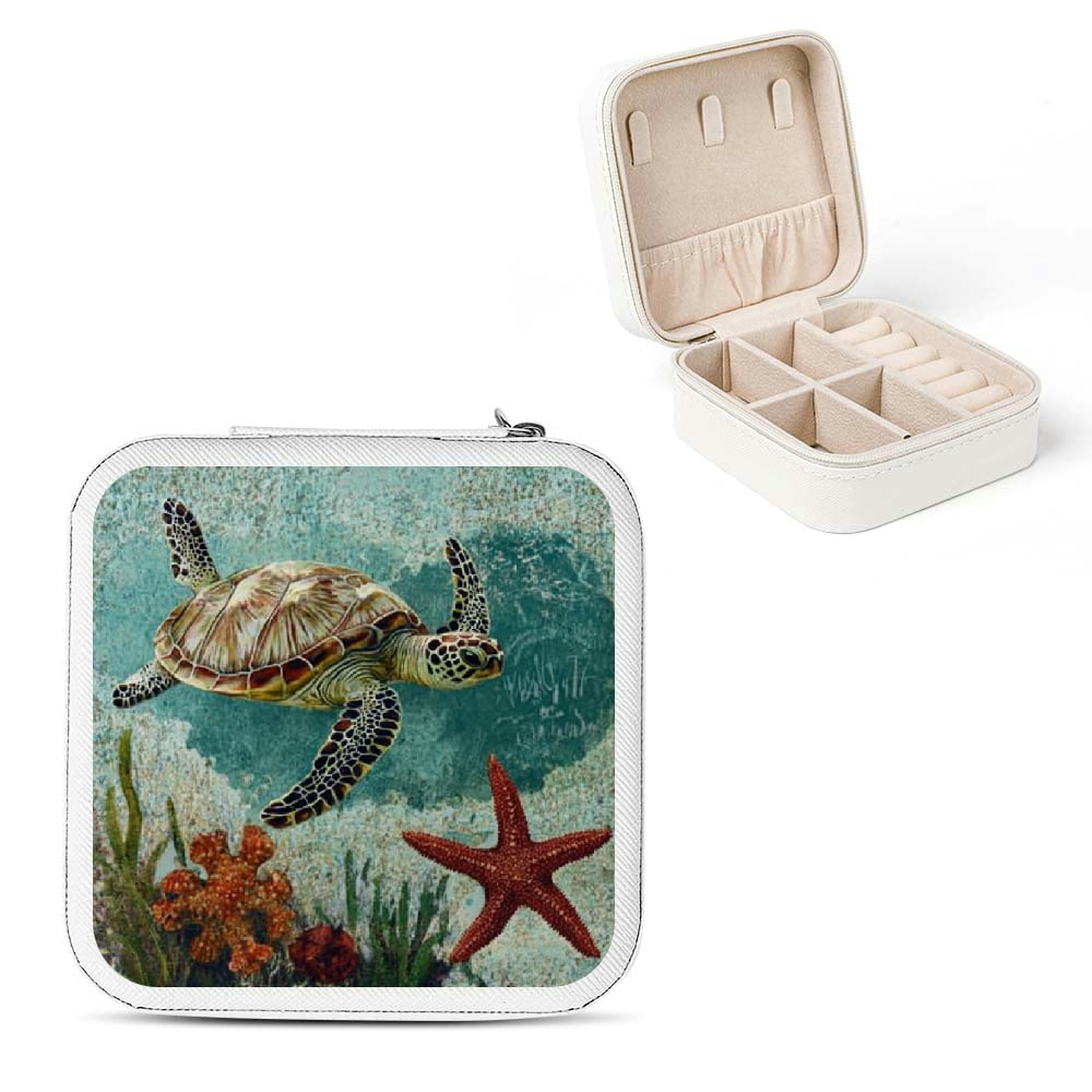 BCIIG Turtle Starfish Seabed Mini Jewelry Travel Case for Women ...