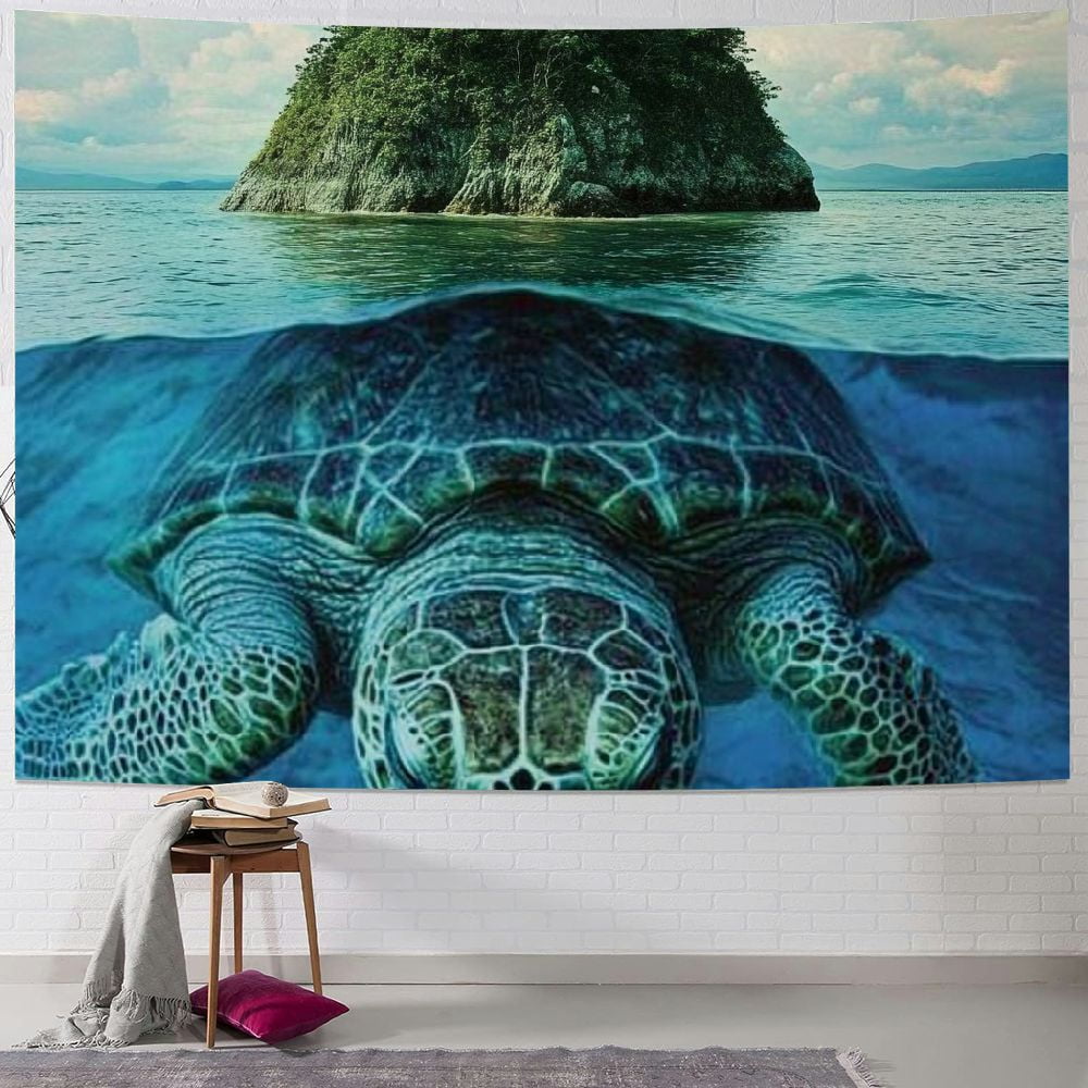 BCIIG Underwater Tapestry, Giant Turtle Carrying Island on Its Back ...