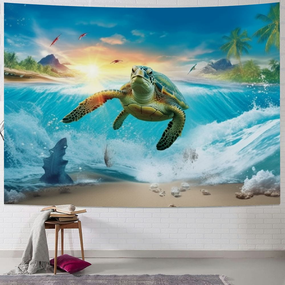 BCIIG Underwater Wave Backdrop Ocean Fantasy Undersea Turtle Palm Tree ...