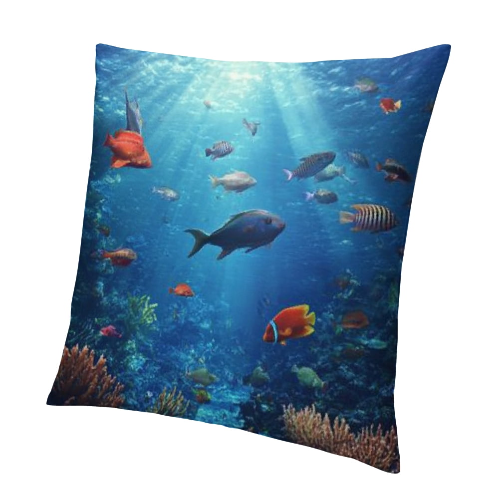 BCIIG Underwater scene with coral reef and tropical fish decorated ...