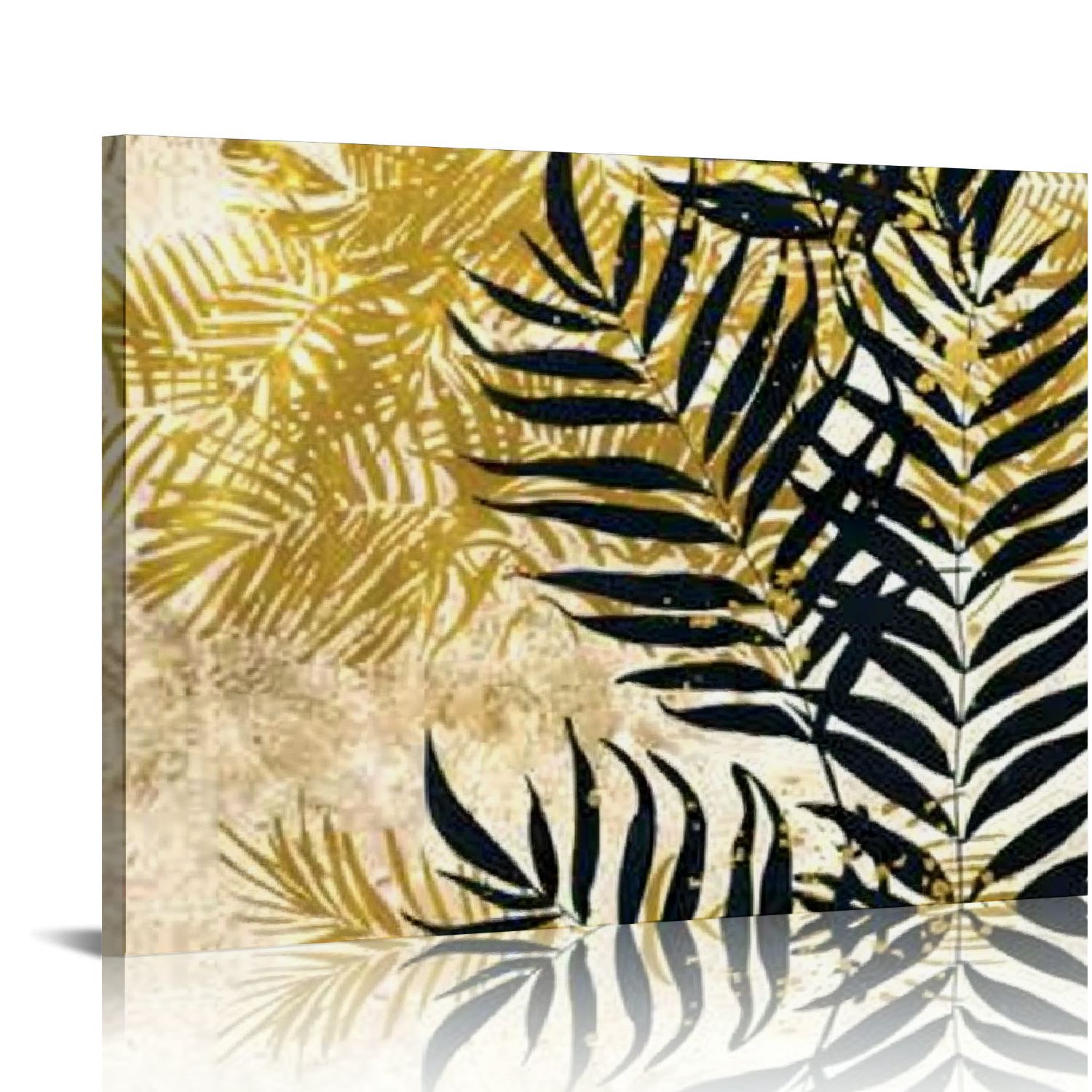 BCIIG Unframed Yellow Leaf Print Wall Art, Plant Wall décor Canvas for ...