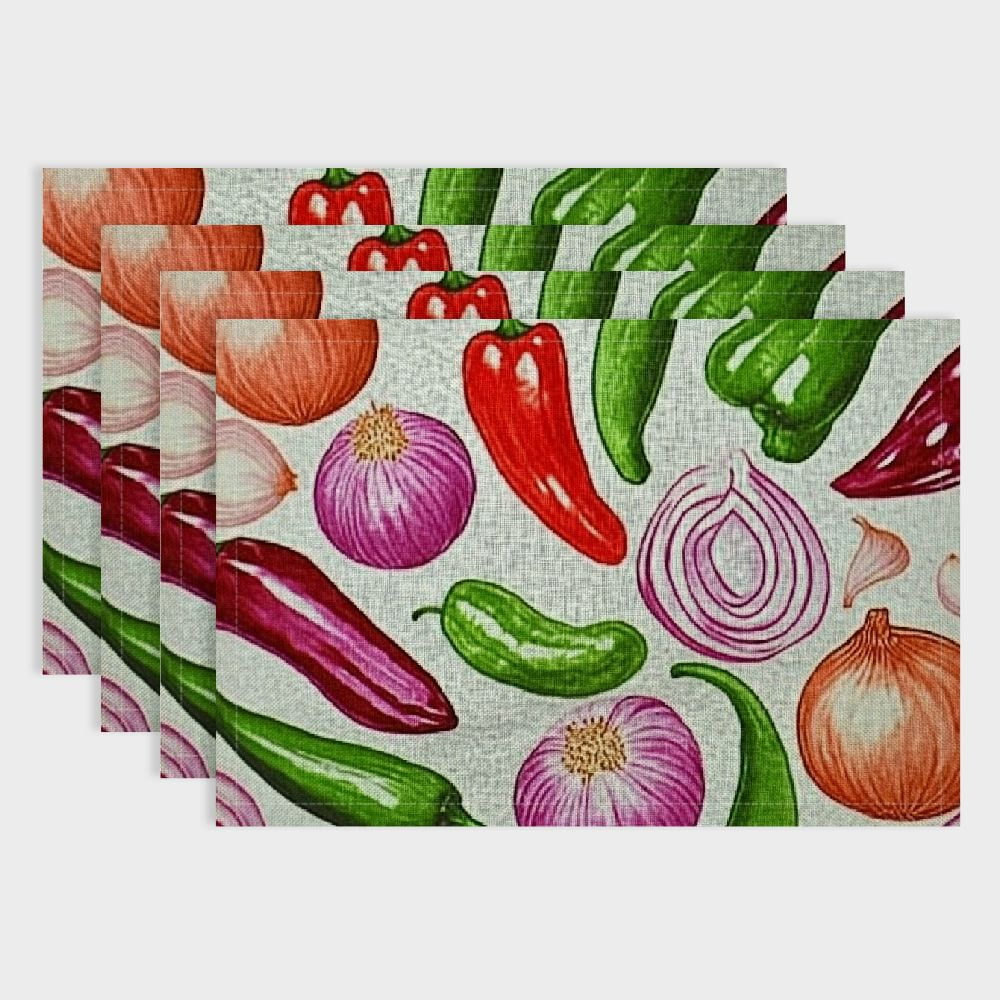 BCIIG Vegetable Place Mats Set of 4. Purple Onion Garlic Red Green ...
