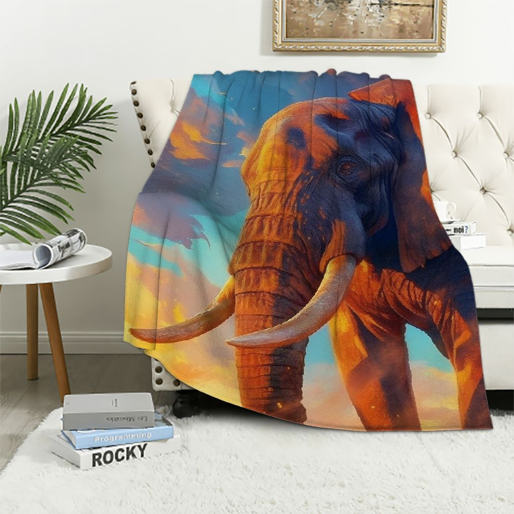 BCIIG Vibrant Elephant Blanket - Soft, Lightweight, Warm, Cozy & Fuzzy ...