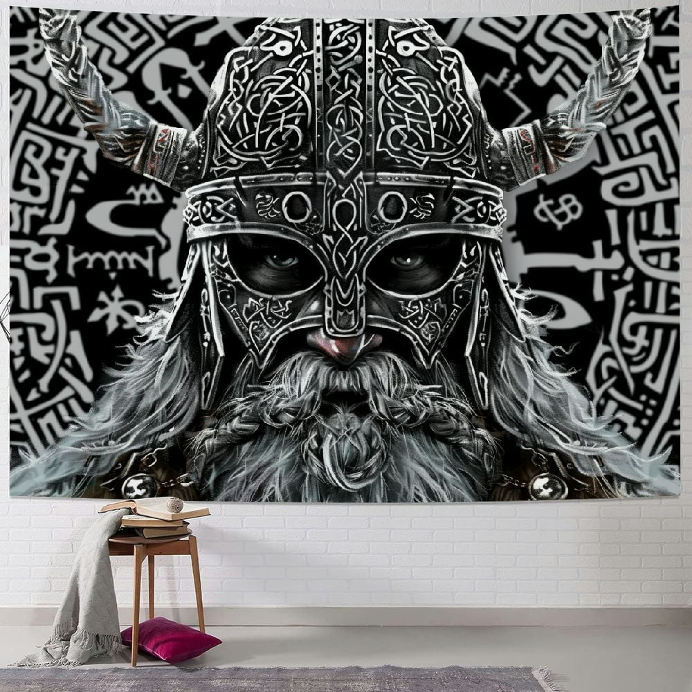 BCIIG Viking Odin Tapestry, Norse Mythology Warrior Wolf Swords Wall ...