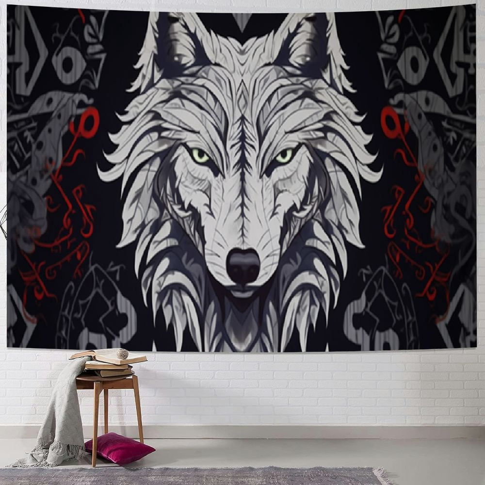 BCIIG Viking Wolf Tapestry Wall Hanging Skeleton Tapestries for Women ...