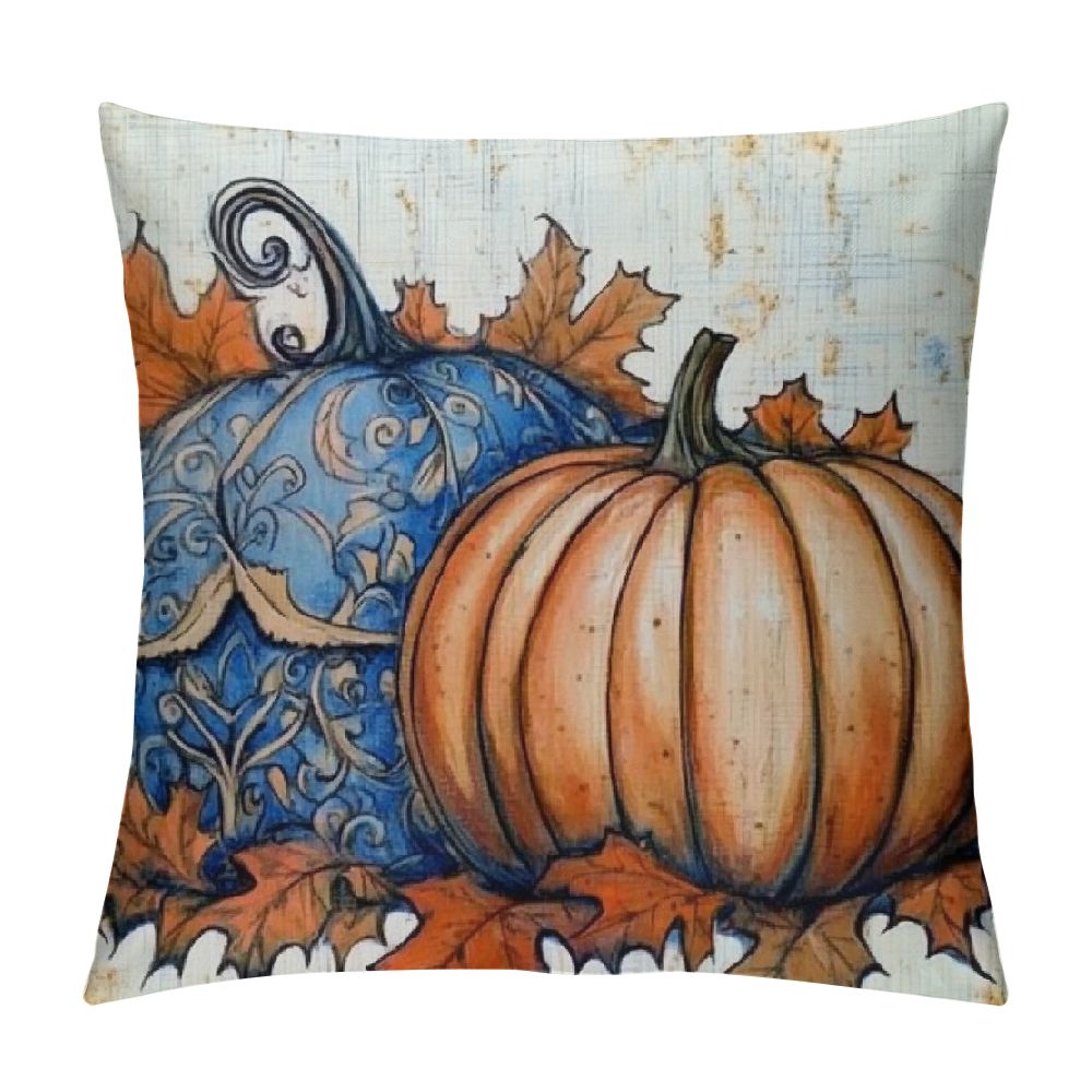 BCIIG Vintage Fall Pumpkin Pillow Covers Blue and White Porcelain Color ...