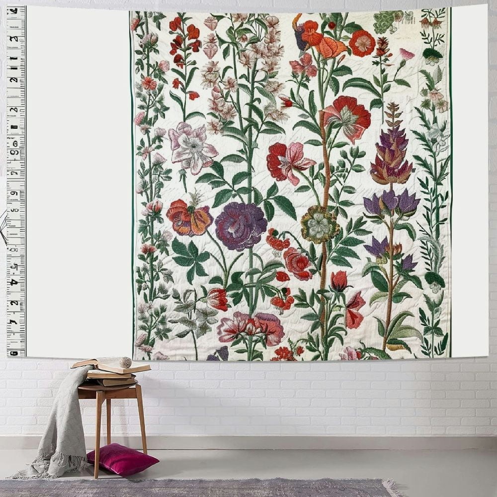 BCIIG Vintage Flower Tapestry ,Long Vertical Wall Hanging Reference ...