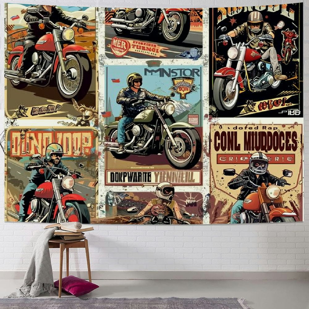 BCIIG Vintage Motorcycle Poster Decal for Dorm, Teen Room Decor - Biker ...