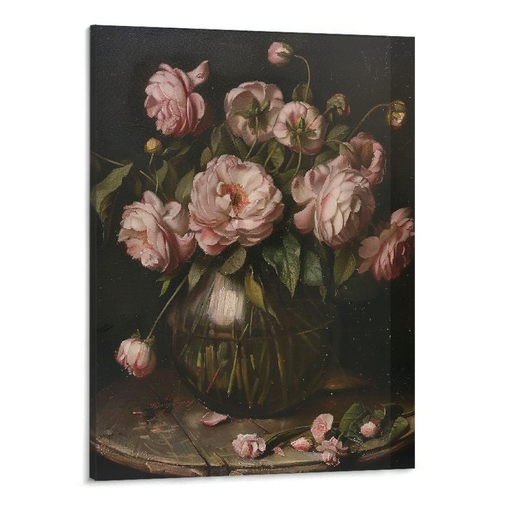 BCIIG Vintage Peony Oil Painting Famous Art Botanical Flower Canvas ...