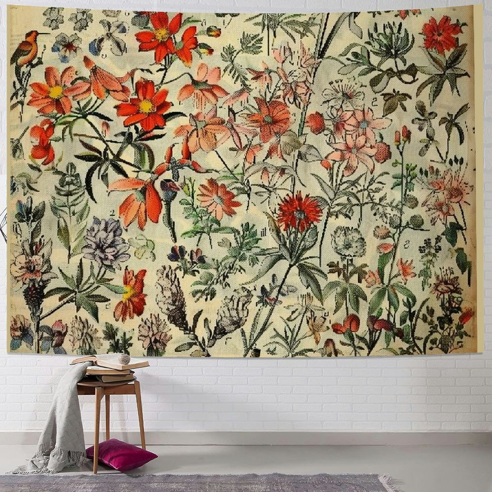 BCIIG Vintage Wildflower Vertical Tapestry for Bedroom Colorful Wall ...