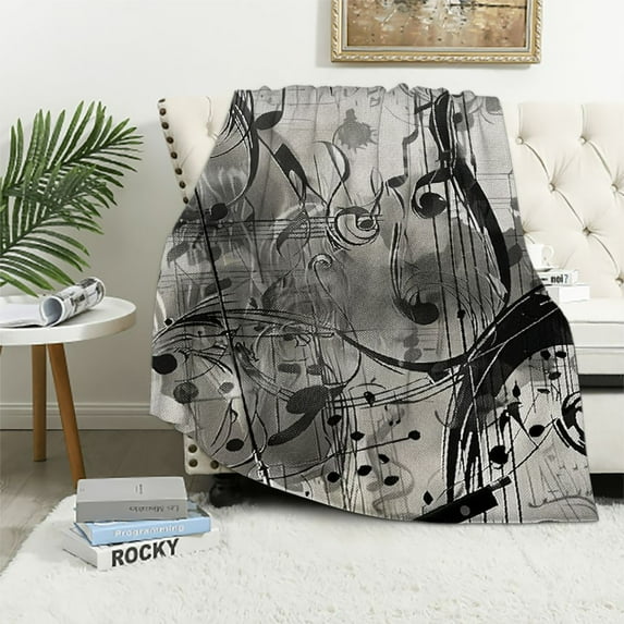 BCIIG Violin Music Notes Black and White Warm Lightweight Blanket Soft ...