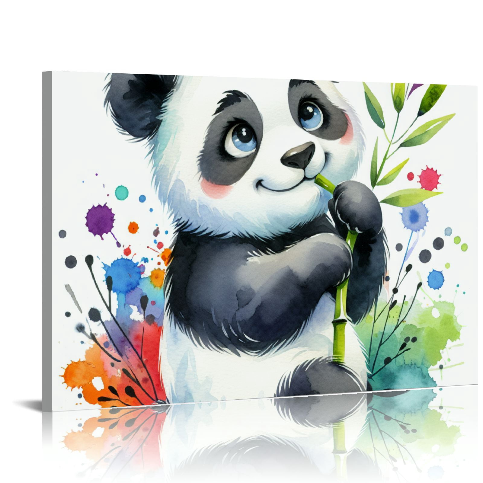 BCIIG Watercolor Panda Canvas Print Wall Art Colorful Animal Paintings ...