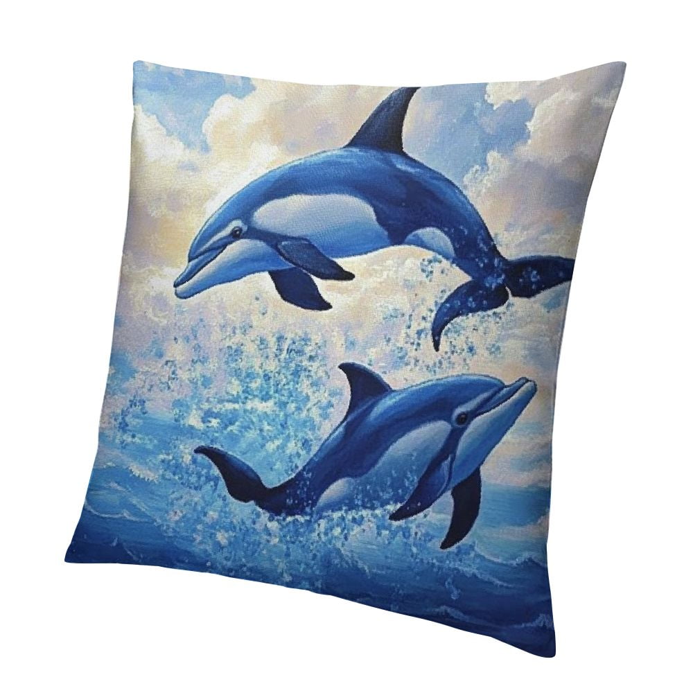 BCIIG Watercolor Whales Throw Pillow Cover, Two Killer Whales in The ...