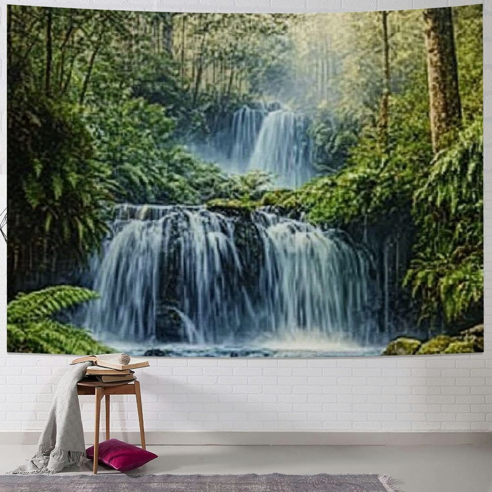 BCIIG Waterfall Forest Stream Tapestry Wall Hanging Unique Style ...