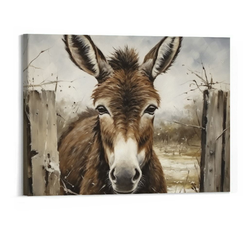 BCIIG Western Donkey Canvas Wall Art Funny Farmhouse Animal Donkey Wall ...