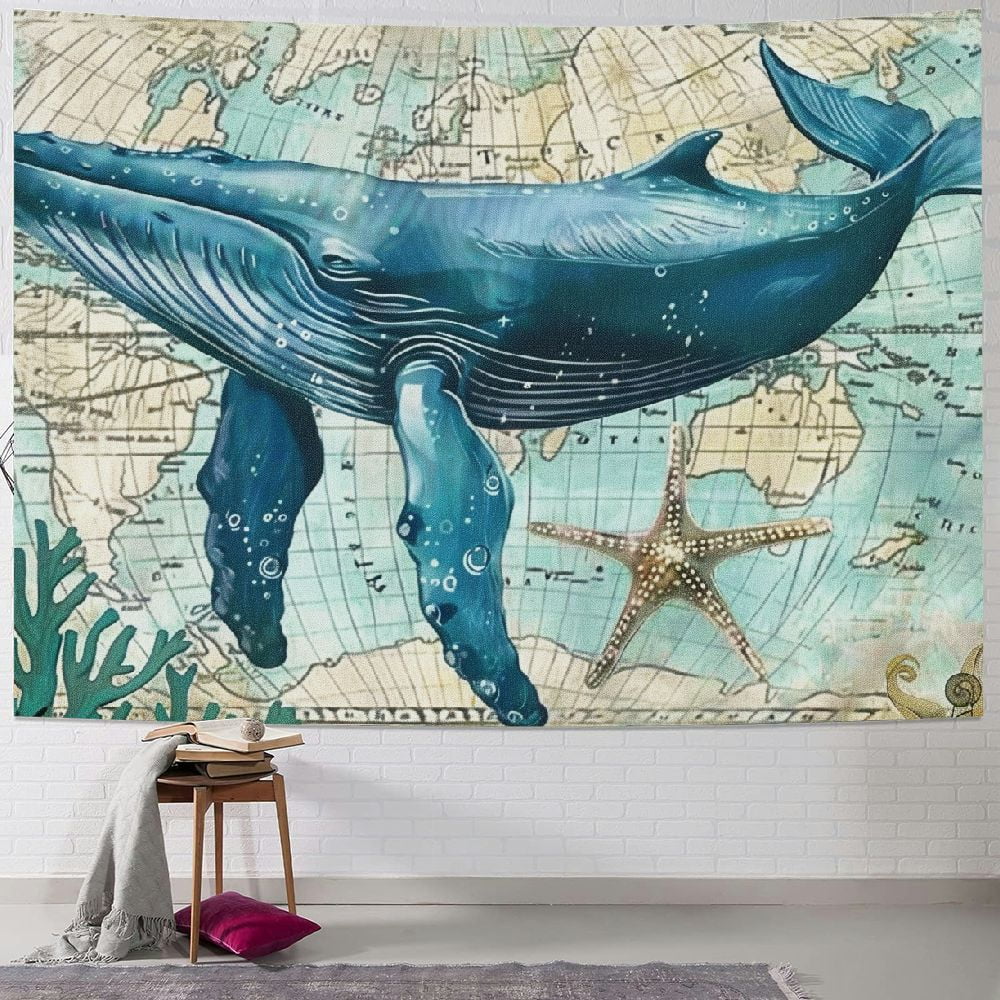 BCIIG Whale Backdrop Ocean Sea Fish Starfish Coral Seaweed Nautical Map ...