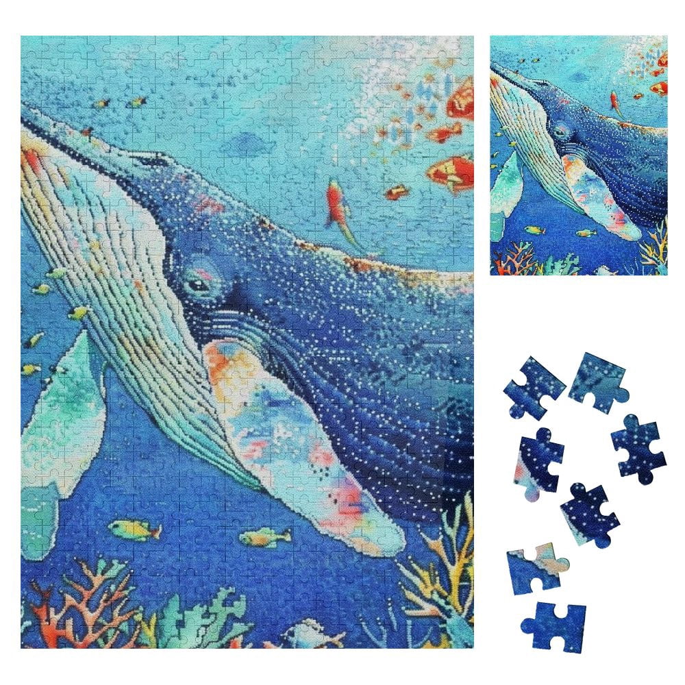 BCIIG Whale Fish Ocean Wooden Jigsaw Puzzle Vertical Style for Adults ...