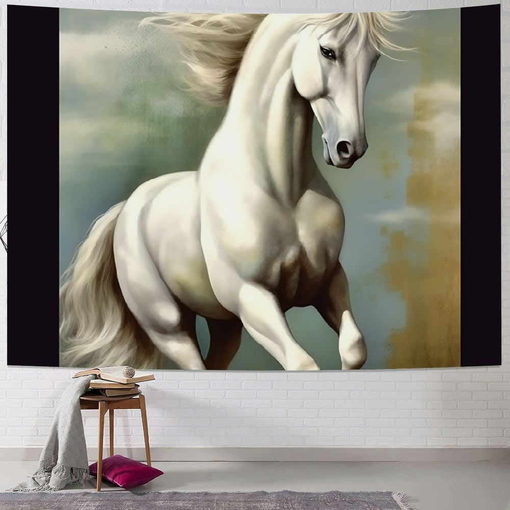 BCIIG White Horse Tapestry Wall Hanging Unique Style Graphic Tapestries ...