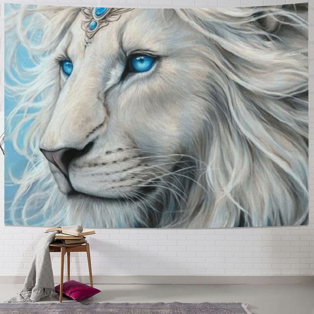 BCIIG White Lion Tapestry Wall Hanging Lion Religious Scripture Decor ...