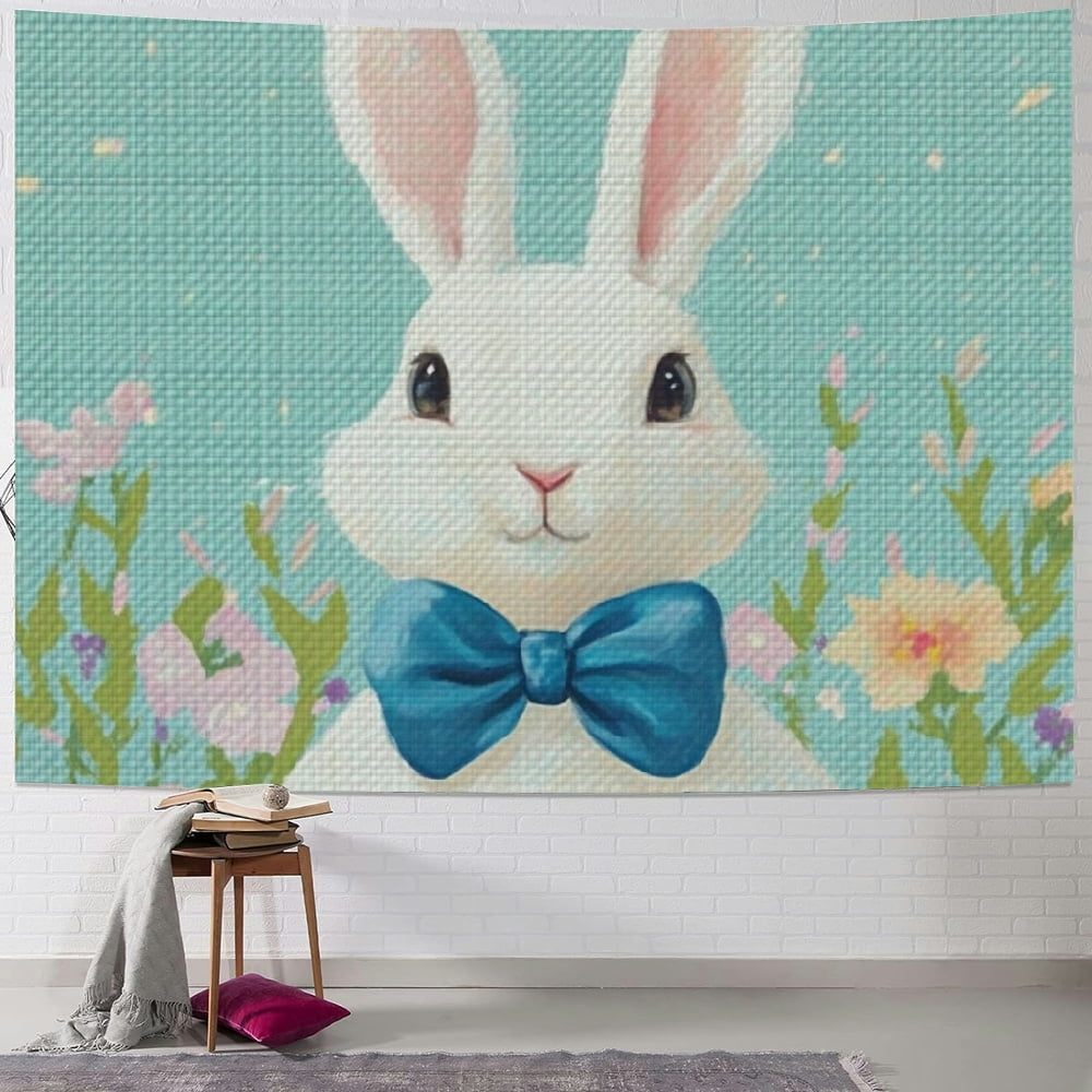 BCIIG White Rabbit Flowers Tapestry Wall Hanging Unique Style Graphic ...