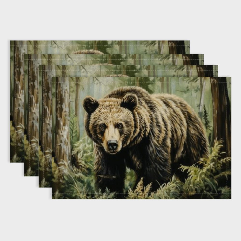 BCIIG Wild Bear Placemats for Dining Table Set of 4, Adventure Theme ...