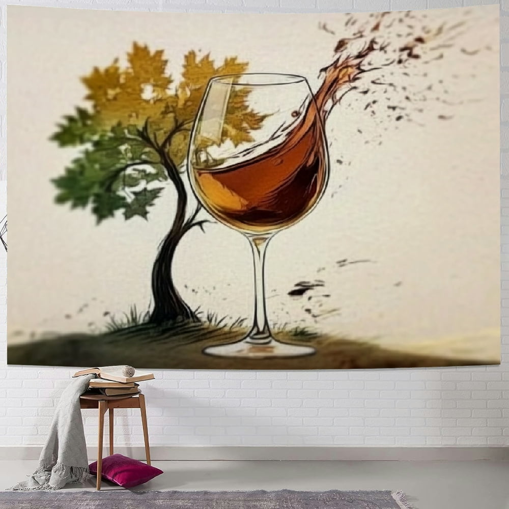 BCIIG Wine Glass Tree Tapestry Wall Hanging Unique Style Graphic ...
