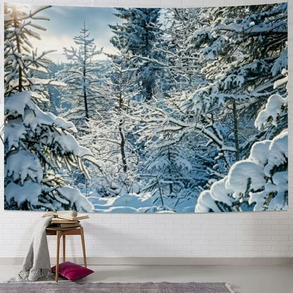 BCIIG Winter Snow Forest Tapestry White Alps Mountain Winter Scene ...