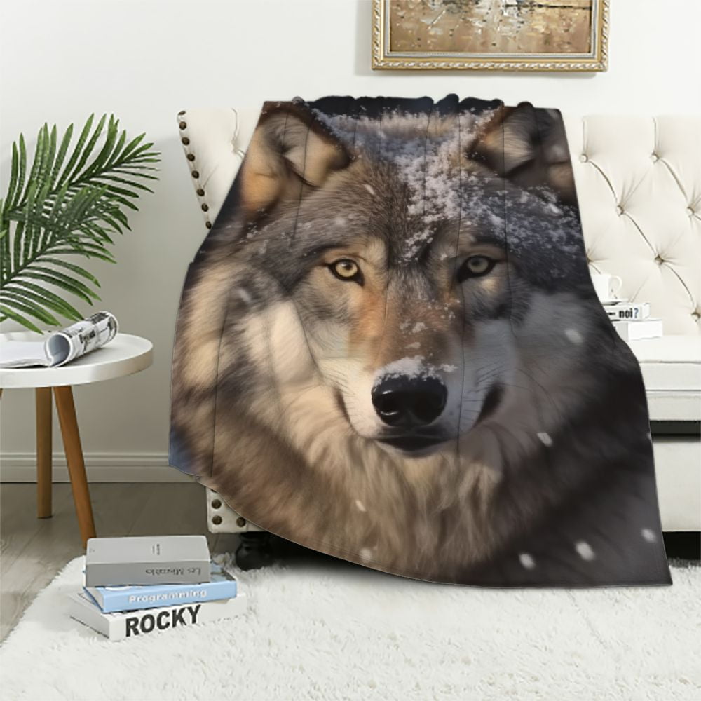 BCIIG Wolf Blanket Gifts for Women Men Girls Boys Snow Wolves Flannel ...