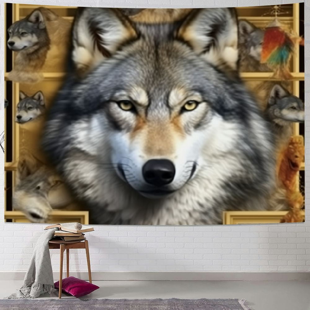 BCIIG Wolf Cat Generative Art Tapestry Wall Hanging Unique Style for ...