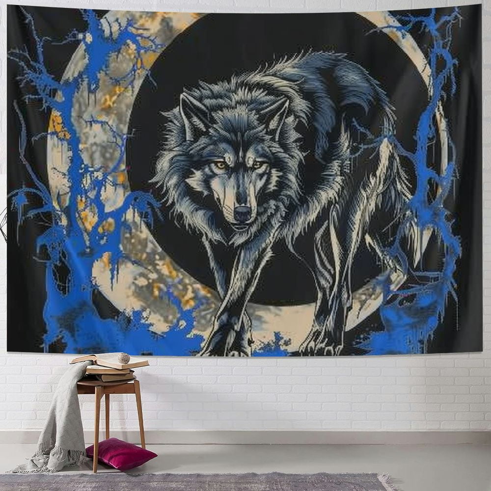 BCIIG Wolf Moon Tapestry Wall Hanging Unique Style Graphic Tapestries ...